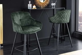 Designová barová židle s područkami Euphoria zelená samet