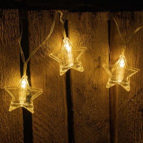 Nexos  Vánoční světelný řetěz hvězdy, sada 3 ks, teple bílá, 10 LED