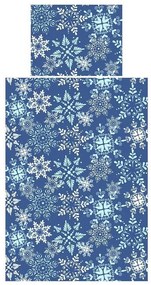 DADKA VRACOV Povlečení krep Snowflakes šedomodré 140x240, 70x90 cm