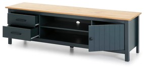 Tmavě modrý TV stolek z borovicového dřeva 158x47 cm Miranda – Marckeric