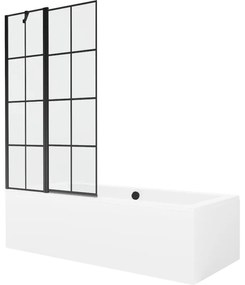 Mexen Cube obdélníková vana 170 x 80 cm s pláštěm 1-křídlovou zástěnou 100 cm, Černý vzor - 550517080X9410117077