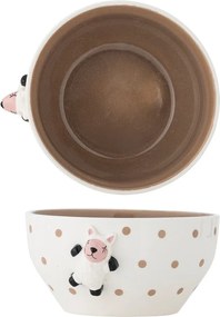 Bílá/hnědá dětská miska z kameniny ø 14 cm Dolly – Bloomingville Mini