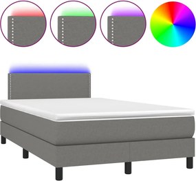 Box spring postel s matrací a LED tmavě šedá 120x190 cm textil 3270033