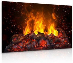 Malvis ® Obraz Hořící dřevo a jiskry Velikost: 90x60 cm