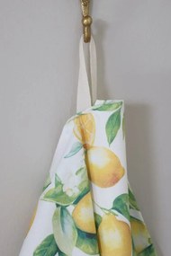 Bílá bavlněná utěrka s citróny Aix Limone Blossom - 50*70 cm