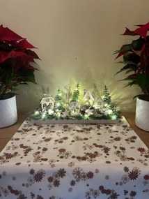 K-U ručně šitý ubrus vánoční čtvercový slaměnné ozdoby,  100 cm x 100 cm