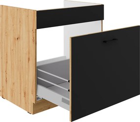 MODENA | dolní skříňka 80 ZL 1S dřezová se zásuvkou | 80 cm | PREMIUM BOX | artisan/černá mat