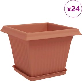 Květináče 24 ks Cihlově červená Plast 3403307