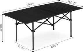 Skládací turistický stůl Gill 120 cm černý