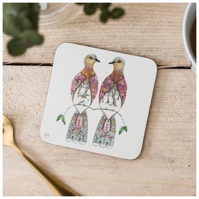 Tácek pod sklenici Two Turtle Doves Hrdličky 9x9, The DM Collection UK