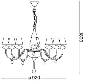 Ideal Lux - Lustr na řetězu BLANCHE 8xE14/40W/230V pr. 92 cm černá
