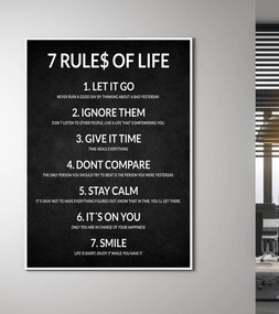 7 rules of life - motivační obraz Velikost: A3 - 29,7x42 cm, Volba rámu: s bílým rámem