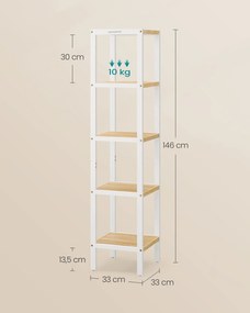 Polička do koupelny Desmond, bílá/hnědá
