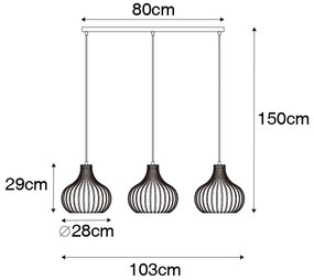 Moderní závěsné svítidlo černé 3-světlo - Saffira
