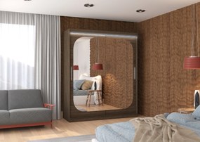 ADRK Furniture Posuvná skříň se zrcadlem a LED osvětlením ARIZONA 180 SW-ARI-CH-180+L-V292