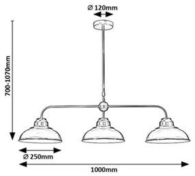 Rabalux 5309 - Lustr na tyči DRAGAN 3xE27/60W/230V