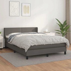Fionshop 264244493 Box spring postel s matrací šedá 140x200 cm umělá kůže