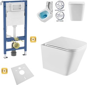 Závěsný set GEBERIT Duofix Basic+ WC TEO Rimless 51 x 35 cm + pomalu padající deska Slim, bílá, 3385XX00+39070100