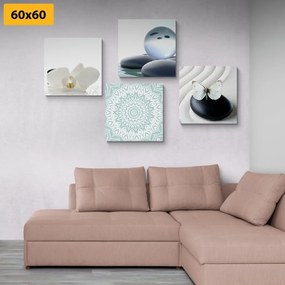Set obrazů Feng Shui v jemných tónech - 4x 40x40 cm
