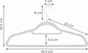 Velurová ramínka 45 cm, šedá, 3ks SPRINGOS HG0062