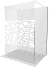 Mexen Kioto volně stojící sprchová zástěna 130 x 200 cm, Průhledné/Bílý vzor 8 mm, Bílá - 800-130-002-20-85