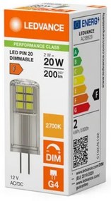 LED žárovka G4 LEDVANCE 2W (20W) teplá bílá (2700K) stmívatelná