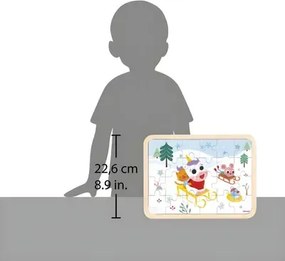 JANOD Dřevěné puzzle Sáňkování / Hledání rozdílů / 24 dílků / 27,5x20