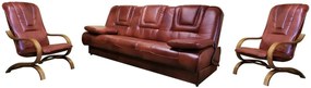Casarredo - Komfort nábytek Rozkládací sedací souprava ERIKA BL 3+1+1 kůže S42/dřevo rustikal, hnědá