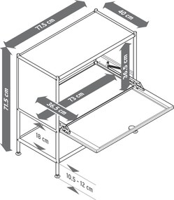 Tchibo - Odkládací skříňka CN3 s 1 výklopnými dvířky - barva: černá