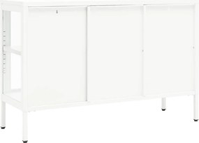 Příborník bílý 105 x 35 x 70 cm ocel a sklo 336068