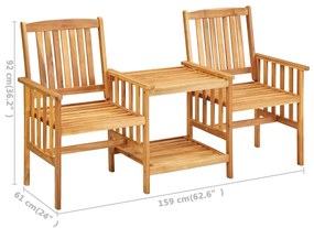 vidaXL Zahradní židle s čajovým stolkem a poduškami 2ks akáciové dřevo