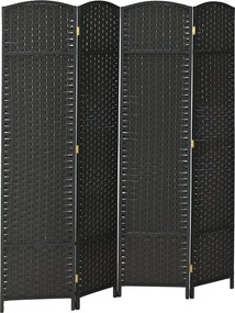 HOMCOM Dělicí stěna se 4 panely 160x170 cm Skládací dělicí stěna do obývacího pokoje, ložnice a kanceláře Černá | Aosom