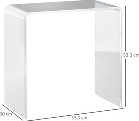 HOMCOM U-tvarovaný akrylový konferenční stolek, moderní stolek s hladkými hranami a zaoblenými rohy, 53,5x30,5x53,5 cm, průhledný
