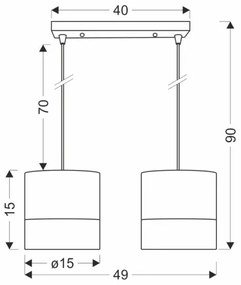 Lustr na lanku BIANCO 2xE27/40W/230V bílá/hnědá