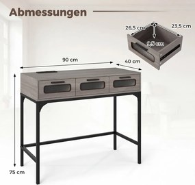 Costway Konzolový stolek se zásuvkami nabíjecí stanice LED světla USB zásuvky