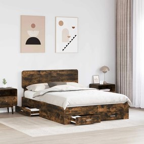 Rám postele s čelo Kouřový dub 140 x 200 cm Kompozitní dřevo 3412368