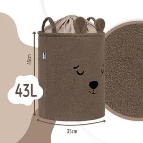 Sipo Premium Bouclé se šňůrkou Bear hnědá / Koš na hračky / 43 l