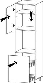 ASPEN b | vysoká skříňka D60P pro vestavnou troubu | 60 cm | LEVÁ | bílá lesk