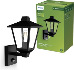 PH 8720169351417 WA UP Kinno venkovní nástěnné svítidlo E27, 25 W, IP44, bez žárovky, černá - PHILIPS