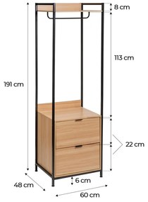 Otevřená šatní skříň v přírodní barvě 60x190x48 cm Armarios – Casa Selección