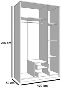 Casarredo - Komfort nábytek Šatní skříň SIMPLE 120 3D2Dr se zrcadlem, white nymphea alba