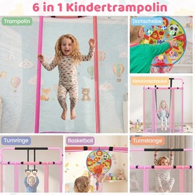 Costway 6 v 1 Dětská trampolína s ochrannou sítí a žárově pozinkovaným – fialová