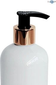 Dávkovač na mýdlo 300 ml bílý s černo-zlatou pumpičkou BELA