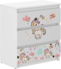 Wooden Toys Dětská komoda R-3 JEDNOROŽEC RAINBOW