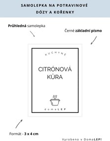 Samolepka na kořenky CITRÓNOVÁ KŮRA průhledná 3 × 4 cm základní písmo