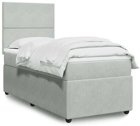 Box spring postel s matrací světle šedá 100x200 cm samet 3294556