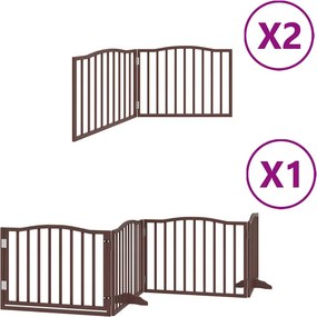 Zábrana pro psy s dvířky skládací 8 panelů hnědá 640 cm topol 3155634