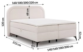 Bílá boxspring postel s úložným prostorem 180x200 cm Ornes – Ropez