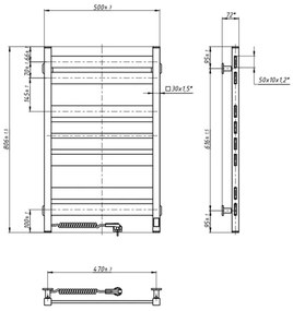 Koupelnový žebříkový radiátor s term. LARGO 432W/230V 80,6 cm IP44 bílá levá