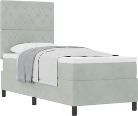 Postel s boxspringem s matrací Světle šedá 80 x 200 cm samet 3339728